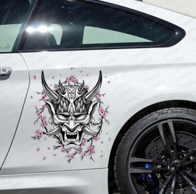 Traditional Mask Car Decal Set, 58cm x 70cm - Cultural Demon Vinyl ...