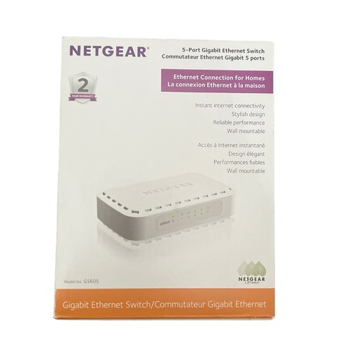 Netgear 5-Port Gigabit Ethernet Switch GS605V5 with Power Cable | eBay