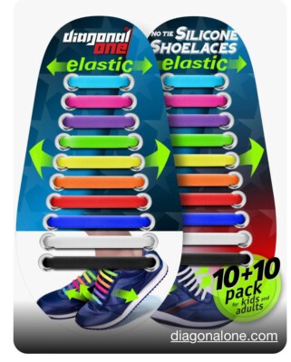 No Tie Shoe Laces Silicone Shoelaces for Adults Kids Sneakers Diagonal ...