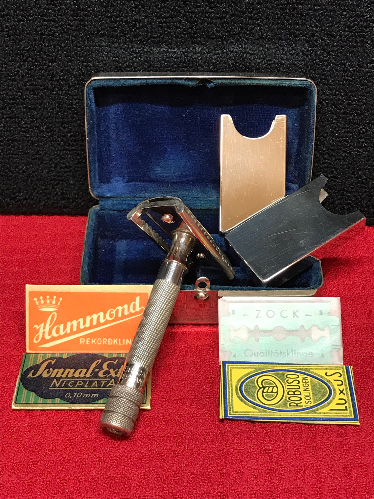 *RARE* 3-Piece Pomco Slant Safety Razor w/Case - Hoffritz Cousin - Nice ...