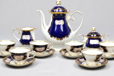 Reichenbach German Kobalt Style Coffee/ Expresso/Tea Set Gold Details ...