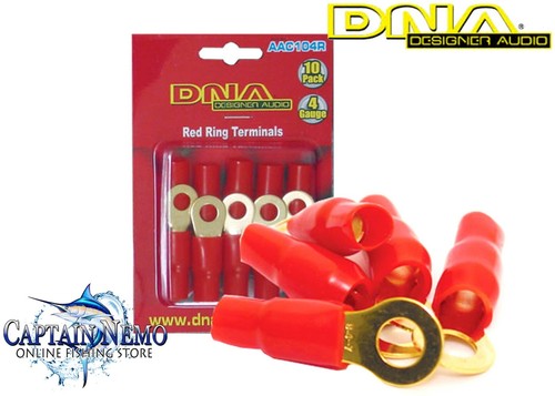 DNA 4 GAUGE RING TERMINAL RED INSULATED GOLD PLATED 10 PACK TERMINALS ...