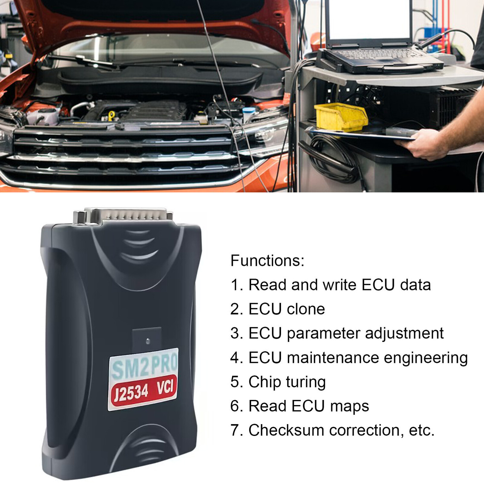 SM2 PRO J2534 VCI Programmer Dongle Read Write ECU Update Scanner Chip ...