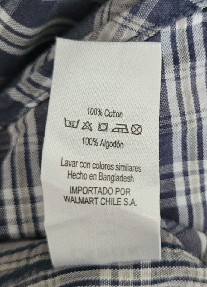 Mens George Shirt Large Blue Plaid Long Sleeved Casual Oxford Cotton ...