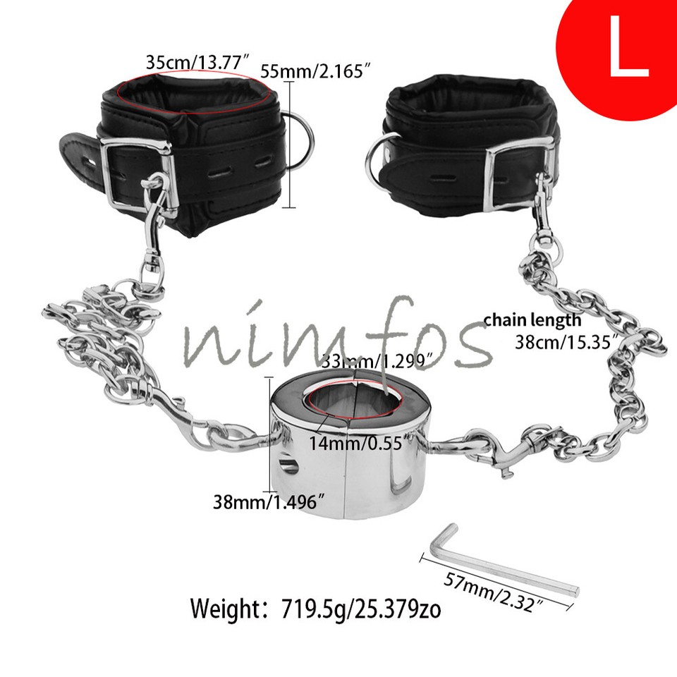 Male Ball Stretcher With Leather Handcuff Ankle cuffs Lock Scrotum ...