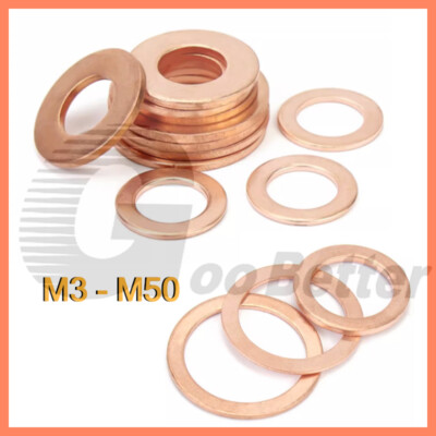 Metric Copper Sealing Washers Flat Gasket Rings M3 M4 M5 M6 M8 M10 M12 ...