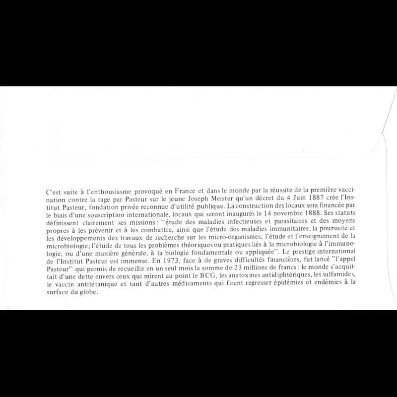 FDC n° 1545 - Institut Pasteur, oblit PJ Paris 3/10/87 | eBay