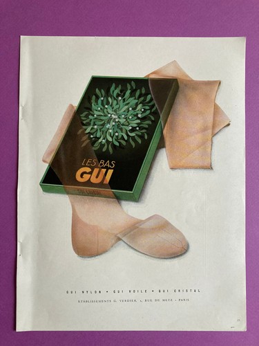 publicité Bas Gui 1949 vintage haute couture rétro stockings collection ...