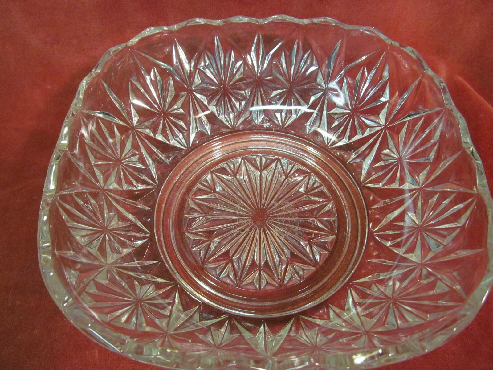 8" SQUARE PRESSED STAR PATTERN GLASS BOWL | eBay