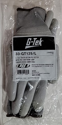 G-TEK 33-GT 125/L Gray Nylon/Poly Touch Screen Work Gloves-L. Brand New ...