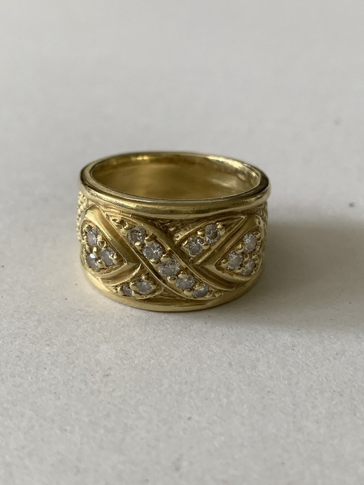 DESIGNER JUDITH RIPKA Solid 18k Yellow Gold Diamond Band Ring Size 6.5 ...