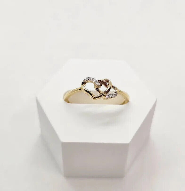 14K Gold Interlocked Double Hearts Ring Women Size 5 - 9 | eBay