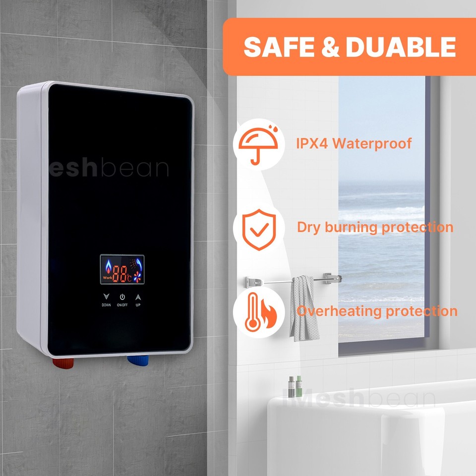 220V 6500W Tankless Electric Water Heater Instant Boiler On Demand ...