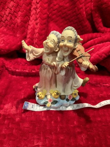 Vintage Old Man And Women Angels On Cloud Playing Music 1997 Sansco ...