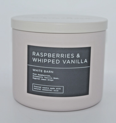 White Barn RASPBERRIES and WHIPPED VANILLA Candle 3 Wick 14.5 oz Bath ...