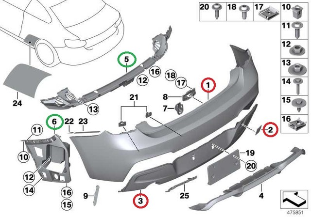 BMW 1 Series F20 M Sport 2015 Genuine Rear Bumper Diffuser PN ...