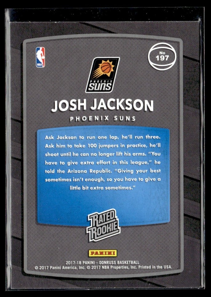 2017-18 Donruss Rated Rookie Josh Jackson Rookie Phoenix Suns #197 | eBay