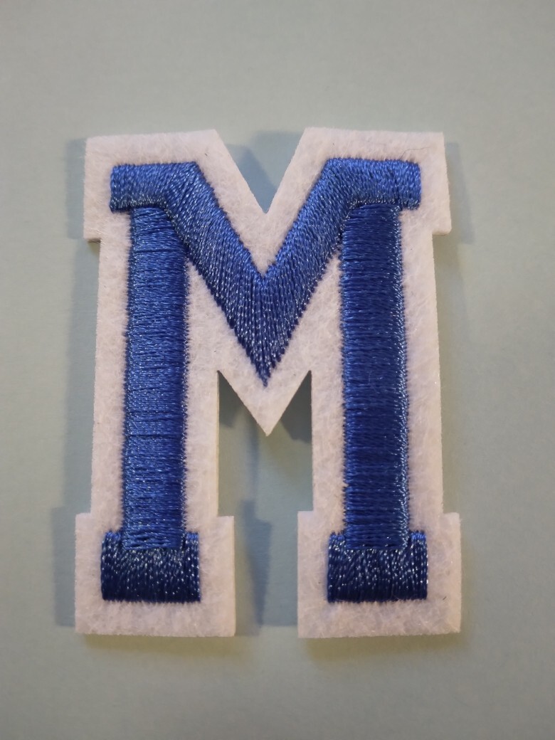 Letter M in Blue on White Iron On applique 269616 | eBay