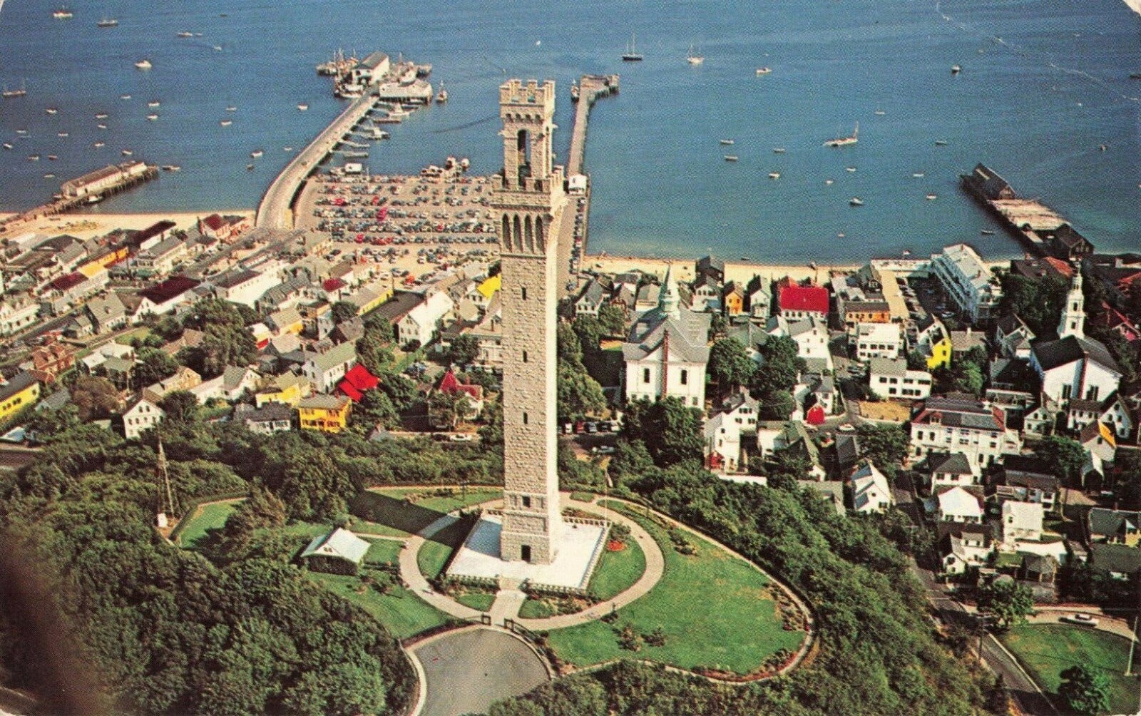 Postcard Aerial View of Provincetown Showing Pilgrim Tower ...