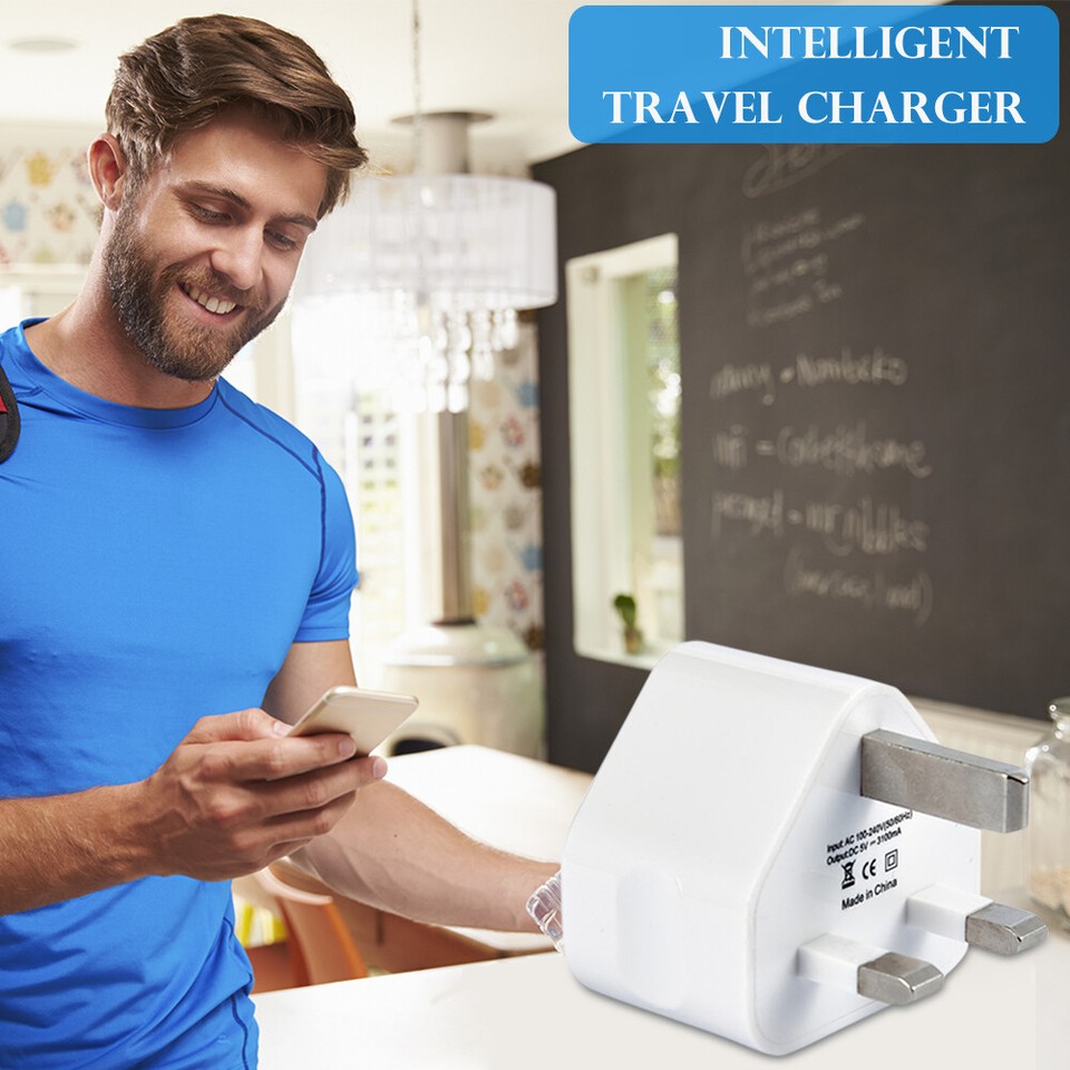 USB Power Adapter UK Plug Adapter Wall Charger for Phones (2 Ports USB ...