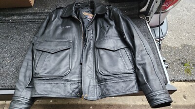 Mens Perrone Aviation Apparel Leather Flight Jacket USA L - Flex Jet | eBay