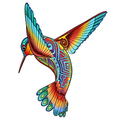 Hummingbird Sticker Tribal Colorful Art Native American Grief Love Loss ...