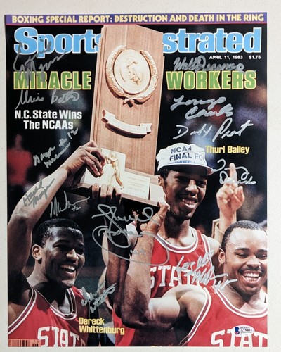 NC STATE WOLFPACK 1983 Basketball TEAM 12 Signed 11x14 Photo Lorenzo ...