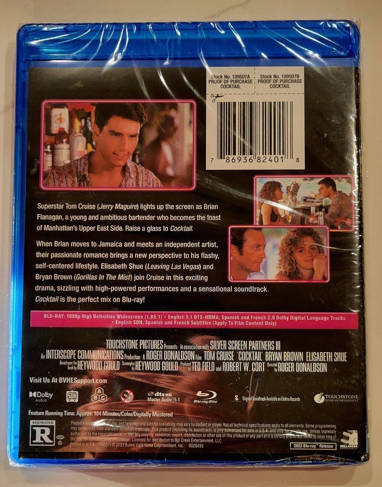 Cocktail (1988 Blu-ray) - Tom Cruise, Elisabeth Shue 786936824018| eBay