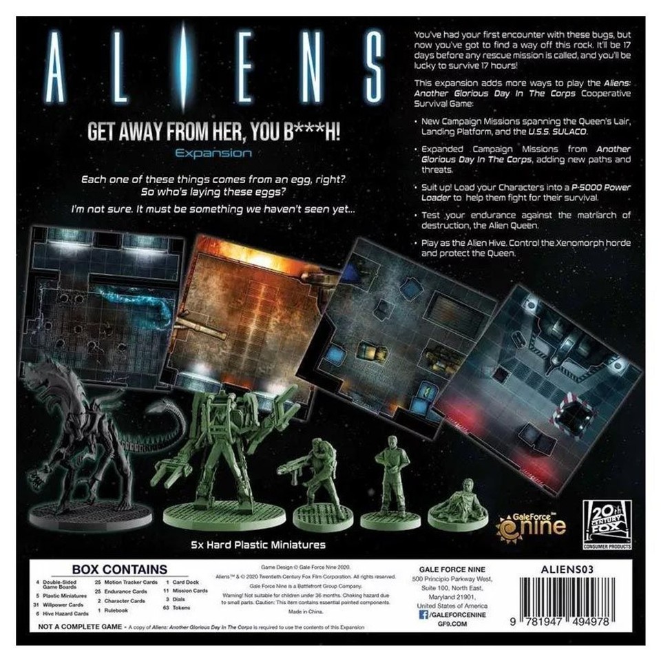 Gale Force 9 Aliens 03 Aliens Board Game Expansion Get Away from Her ...