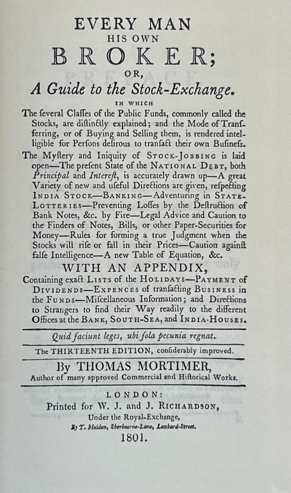 1801 Every Man His Own Broker (1969) Thomas Mortimer ~ Wall Street ...