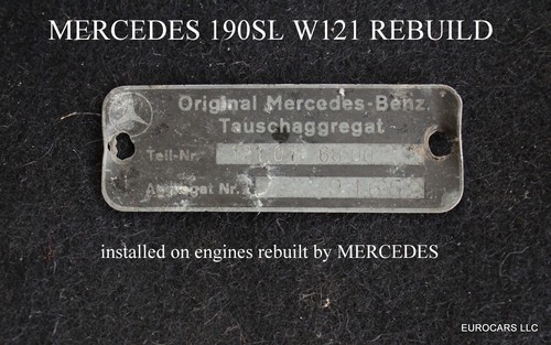 MERCEDES 190SL 190 W121 FACTORY ENGINE REBUILD TAG RARE | eBay
