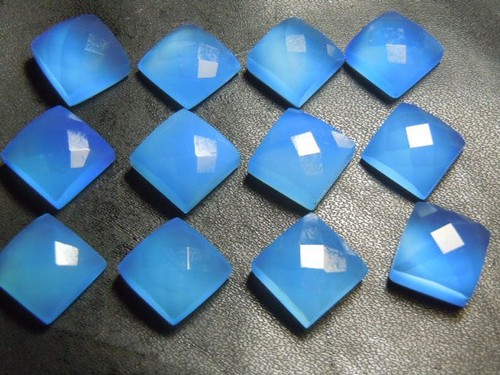 Natural Blue Chalcedony Square Rose Cut 6mm To 20mm Semi Precious Loose ...