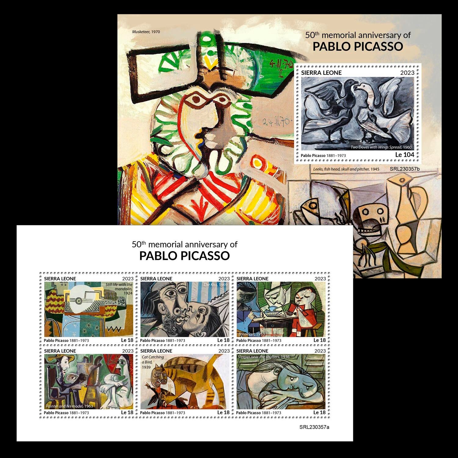 Pablo Picasso Paintings Art MNH Stamps 2023 Sierra Leone M/S + S/S | eBay