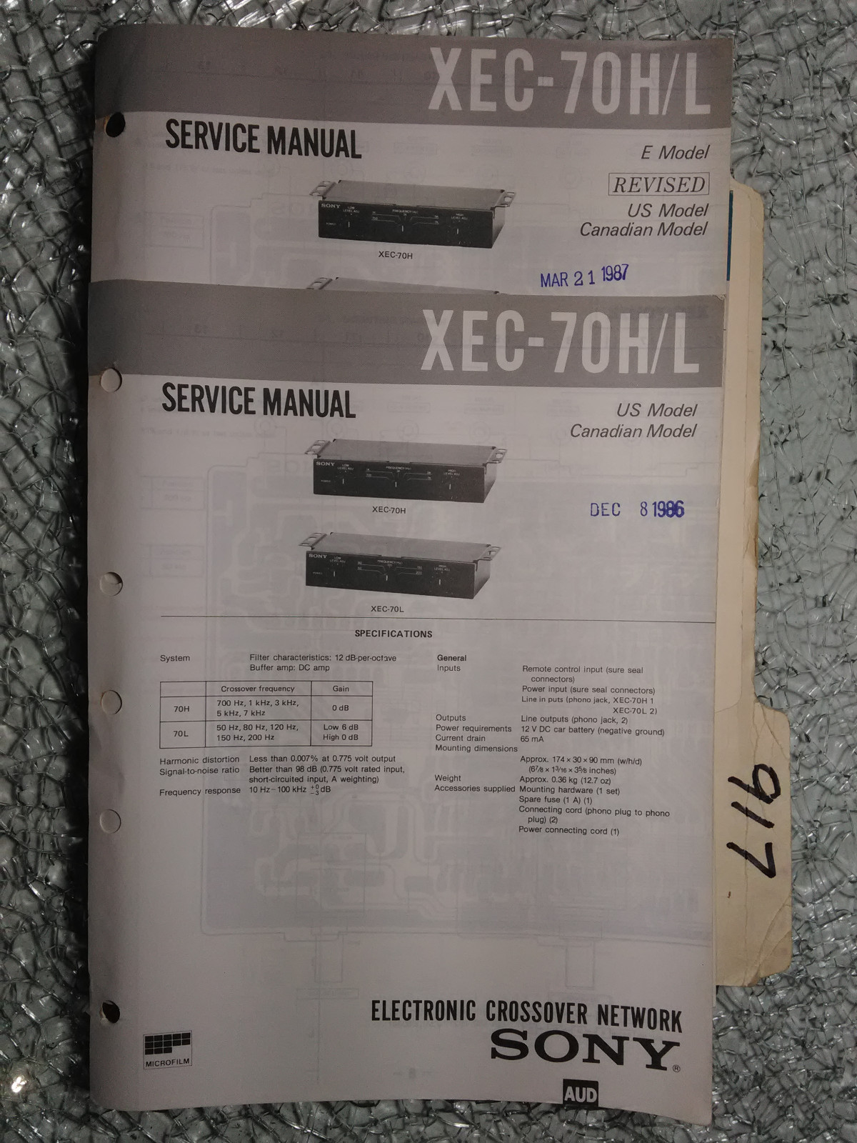 Sony xec-70 h l service manual original repair book stereo crossover ...