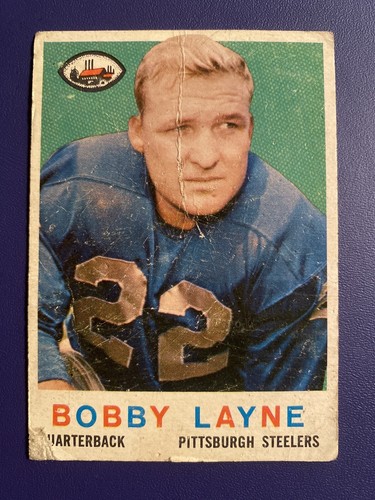 1959 TOPPS FOOTBALL #40 BOBBY LAYNE HOF PITTSBURGH STEELERS F/G *FREE ...