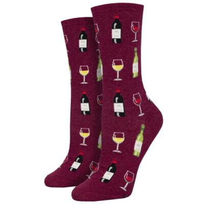 Socksmith Women's Crew Socks Fine Wine Red Heather Novelty Footwear | eBay