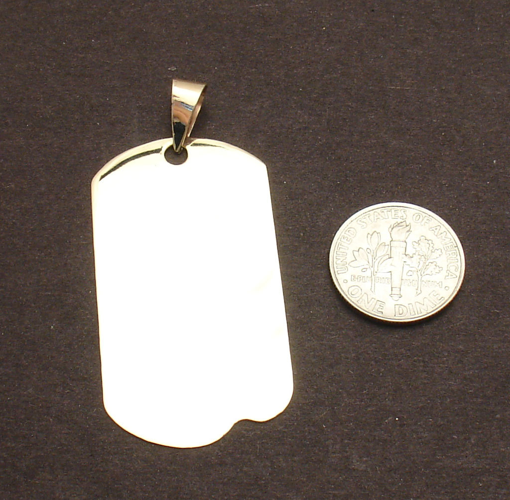 2" MENS MILITARY DOG TAG DISC CHARM PENDANT REAL SOLID 14K YELLOW GOLD ...