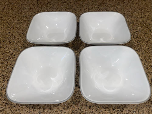 4 CORELLE SQUARE GRAY RIM SOUP - CEREAL BOWLS From ADLYN, JACARANDA ...