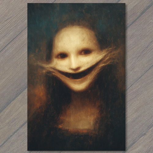 POSTCARD Distorted Mona Lisa Nightmare Smile Gothic Horror Surreal ...