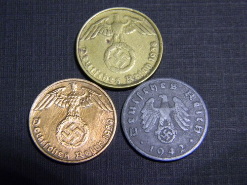 Rare! Authentic 1937-1945 WWII German Brass Bronze & Zinc Currency ...