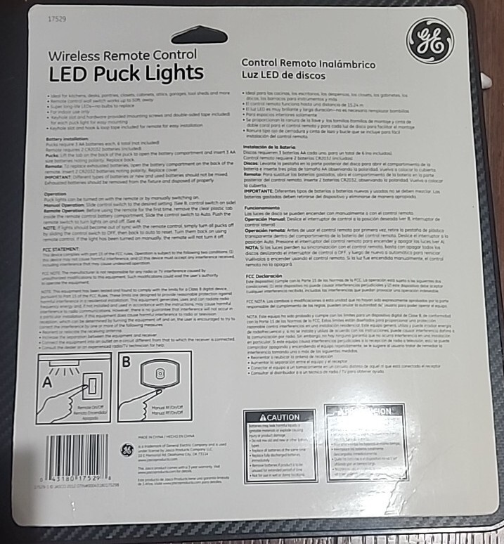 GE Remote Controlled Wireless LED Puck Lights (2PK) New/Sealed | eBay