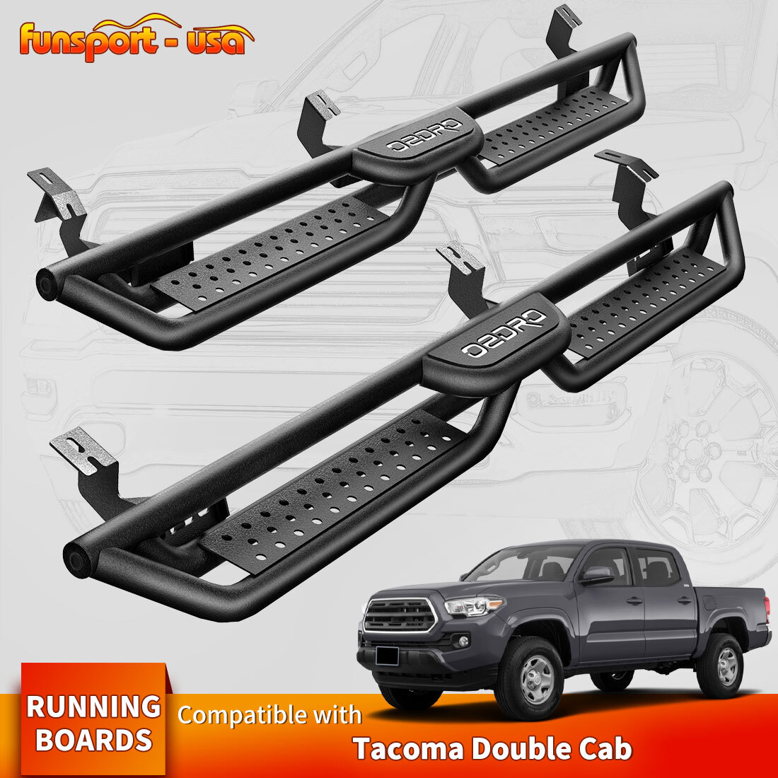 Running Boards for 2005-2023 Toyota Tacoma Double Cab Drop Side Steps ...