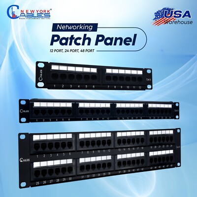 Patch Panel UTP 12/24/48 Port CAT6/5 RJ45 110 Network Surface Wall ...