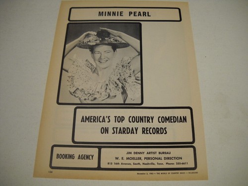 CARL & PEARL BUTLER and MINNIE PEARL Top Comedian 2-sided 1963 Promo ...