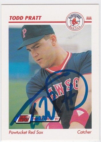 1991 Line Drive AAA #367 Todd Pratt Red Sox Signed Auto IP Free ...