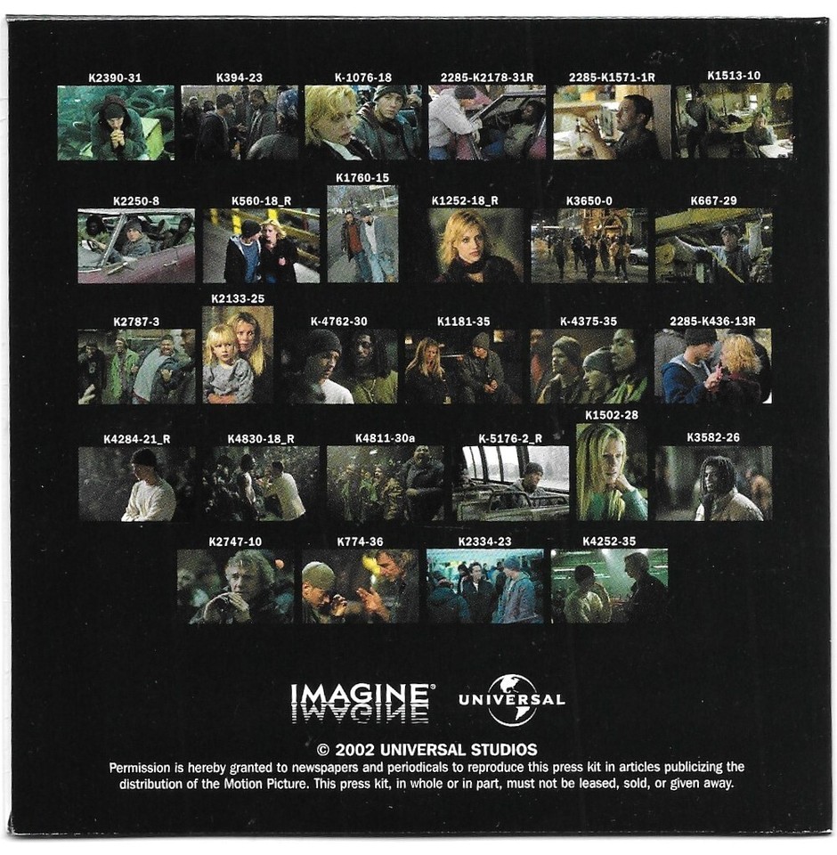 EMINEM - 8 MILE - PRESS KIT - CUSTOM FOLDER, COLOR PHOTOS CD-ROM, 24 PG ...