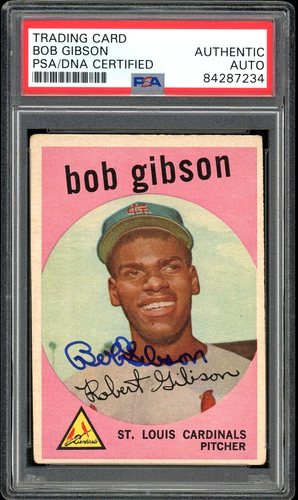 1959 Autograph Topps Bob Gibson Rookie Signed RC #514 - PSA Authentic ...