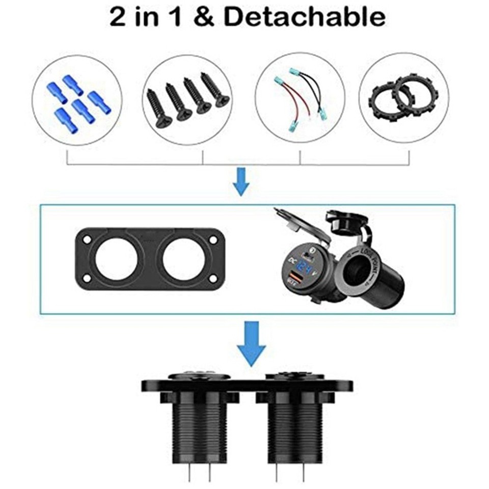 12V USB Type-C and QC3.0 Car USB Port Outlet Socket Charging Port for ...