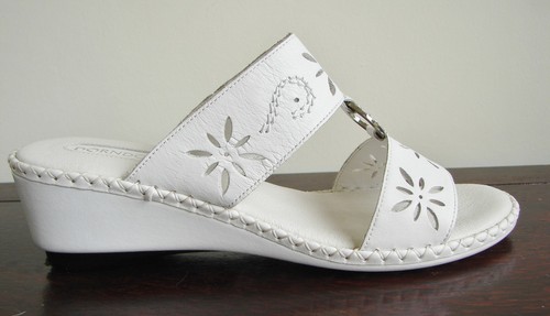 Dorndorf D6109-02 White Leather Sandal UK Size 6.5 EU 40 Mid Wedge Heel ...