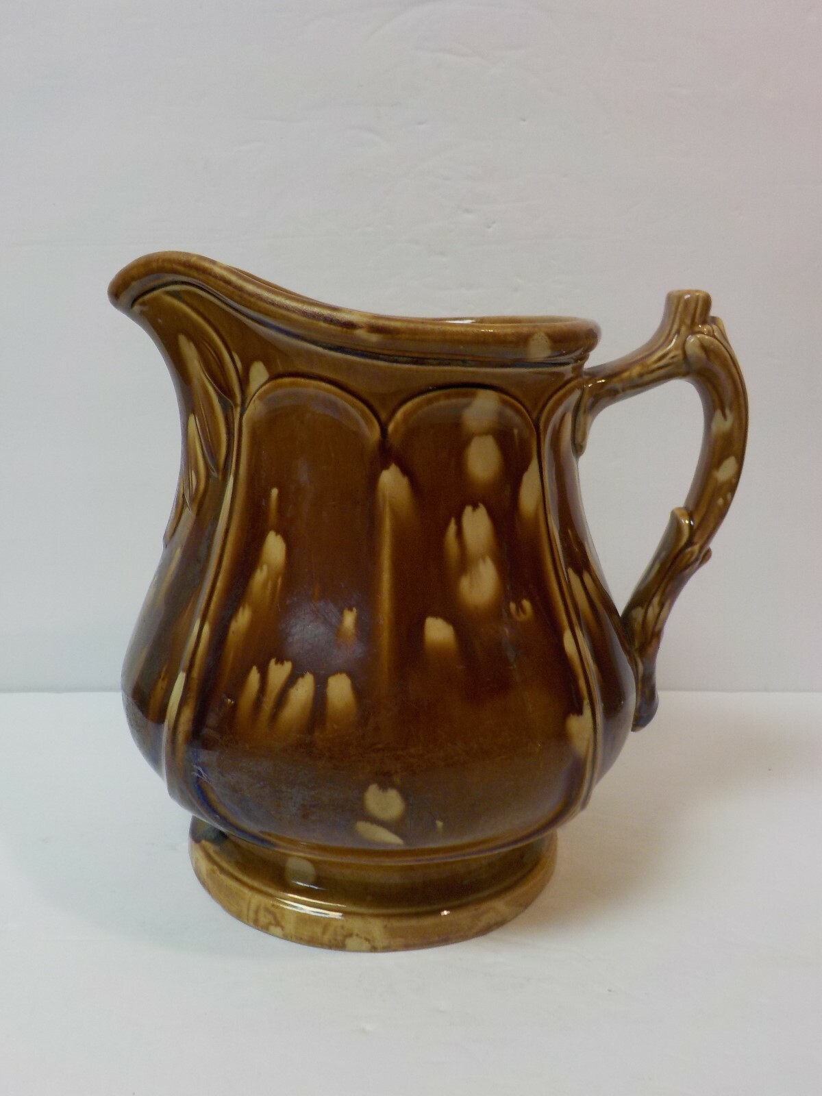 19th C. Bennington Rockingham Glaze Yellow Ware Pottery 9.25" Pitcher ...